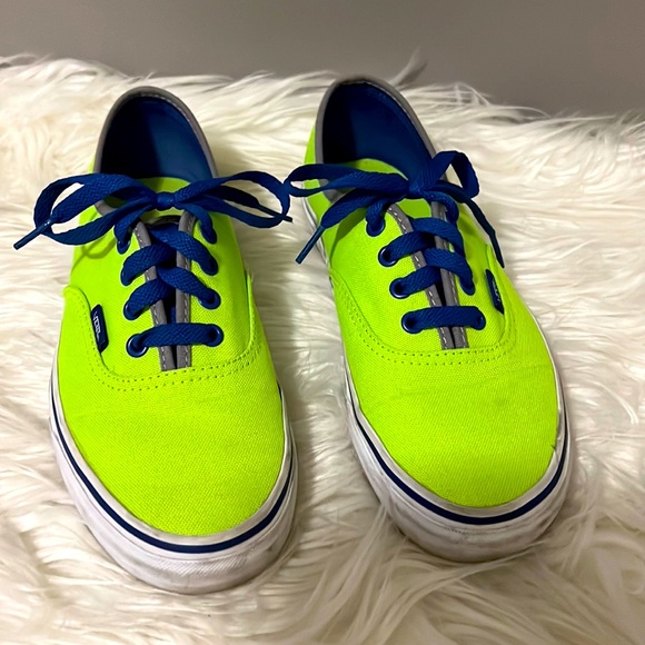 Vans | Shoes | Lime Green Vans With Royal Blue Lacesaccents And Grey ...